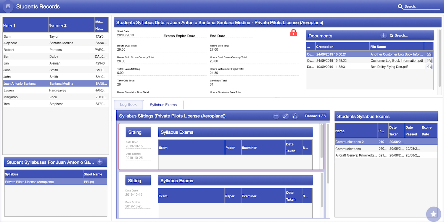 Student Records | Nephex Flight | Flight School Management